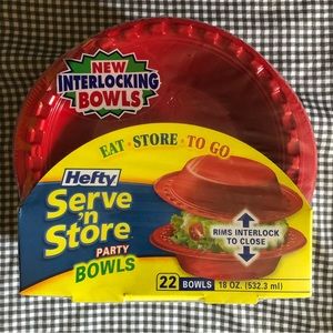 Hefty | Dining | 2 Packs Of 22 Hefty Serve N Store 8 Oz Red Bowls ...